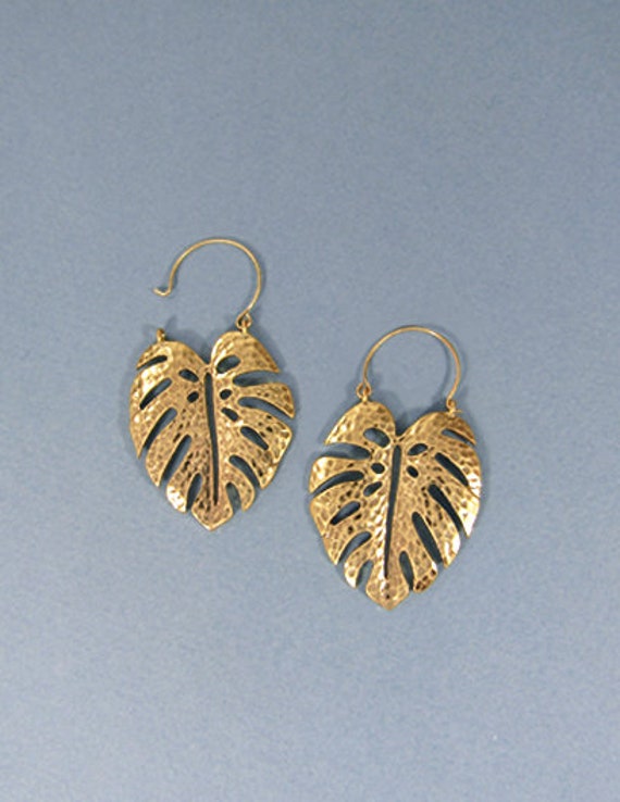 Monstera Earrings Tropical Plant Leaf Earring Nature Inspired - Etsy