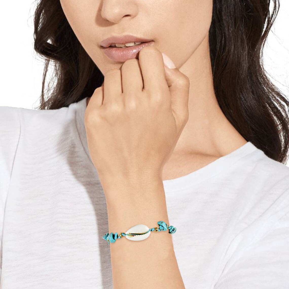 Puka Shell Chip Stone Beads Braided Bracelet | Etsy