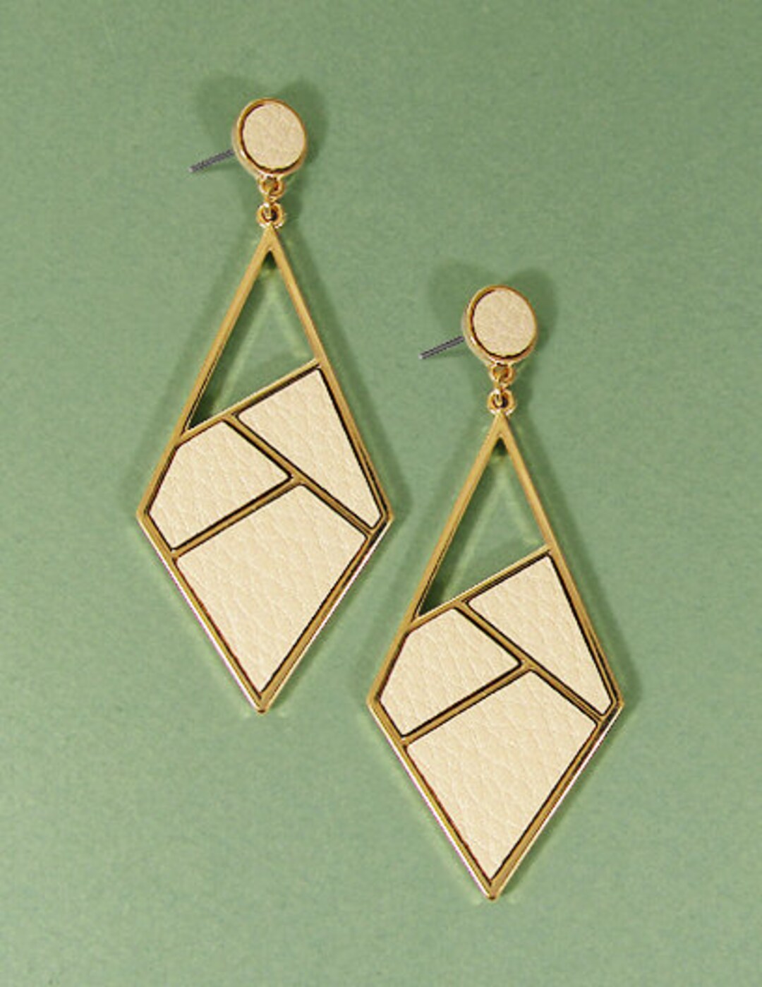 Leather Composition Geometric Post Earrings - Etsy