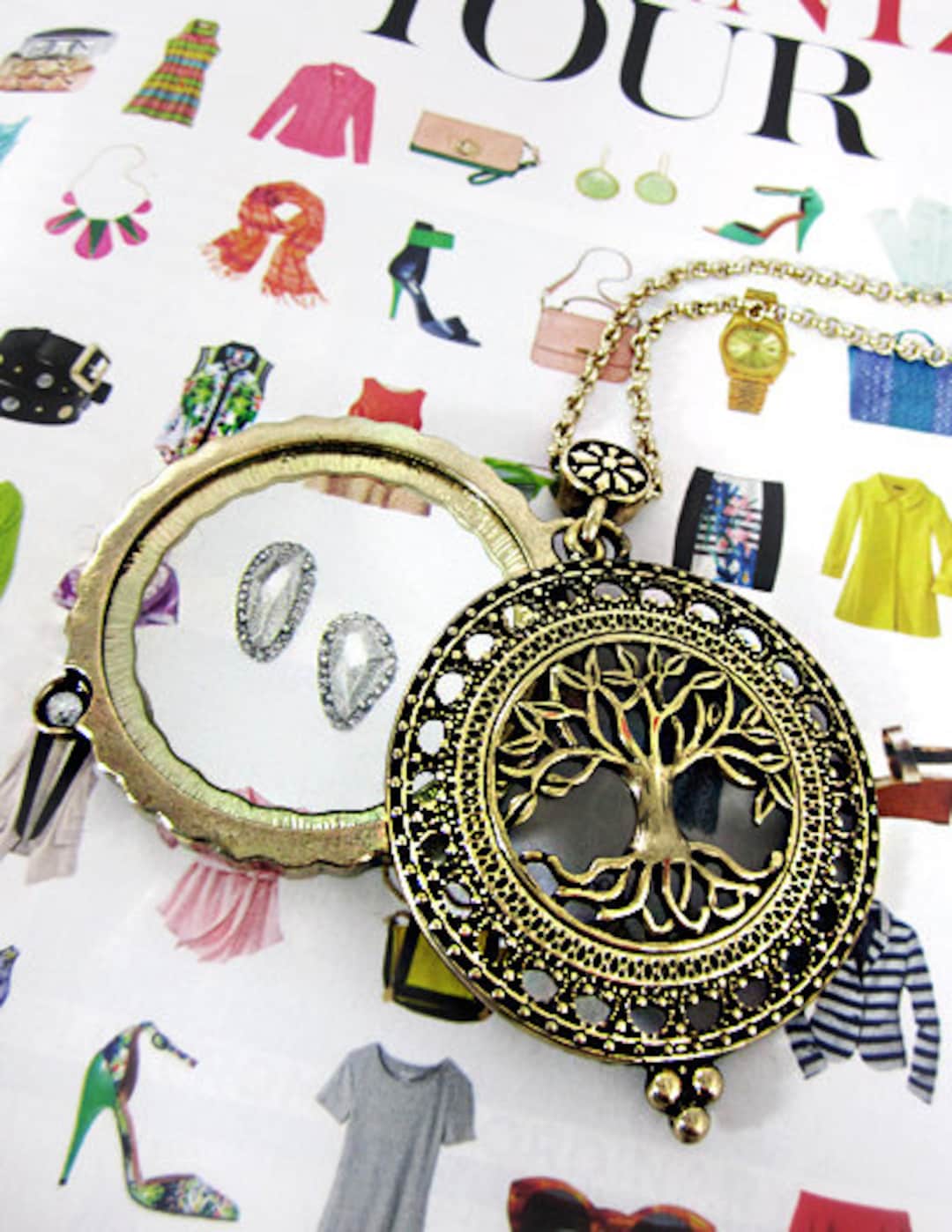 Tree of Life 6 Times Magnifier Magnifying Glass Top Sliding Magnet ...
