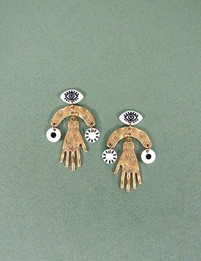 Evil Eye Earrings Hammered Hand Earrings Acetate Laser Cut - Etsy