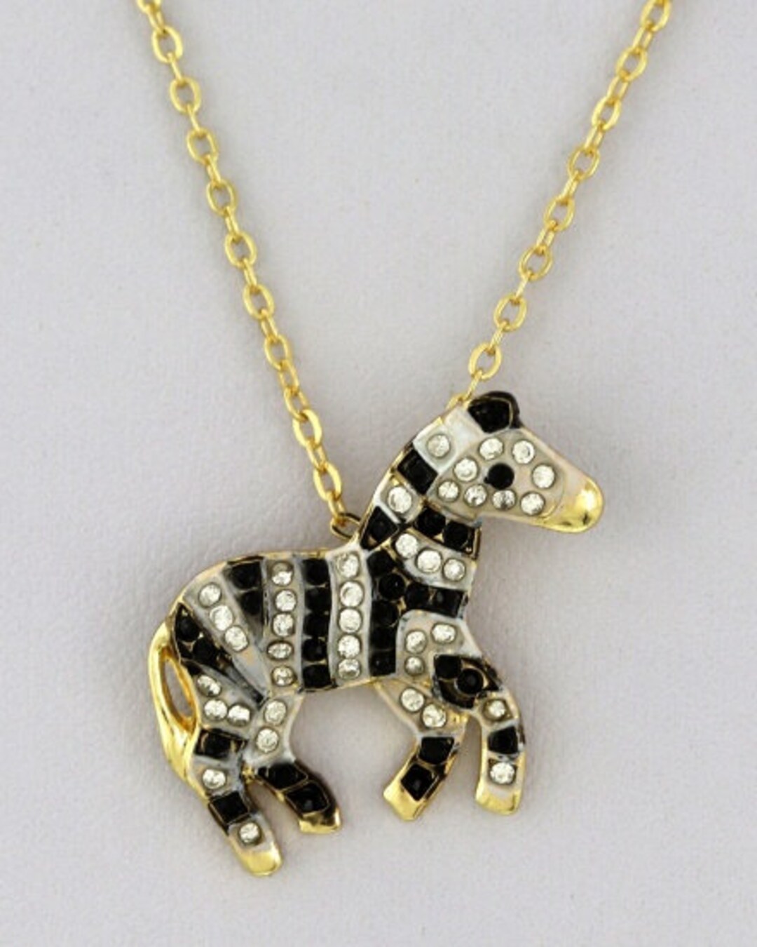 Zebra Stoned Pendant Necklace - Etsy