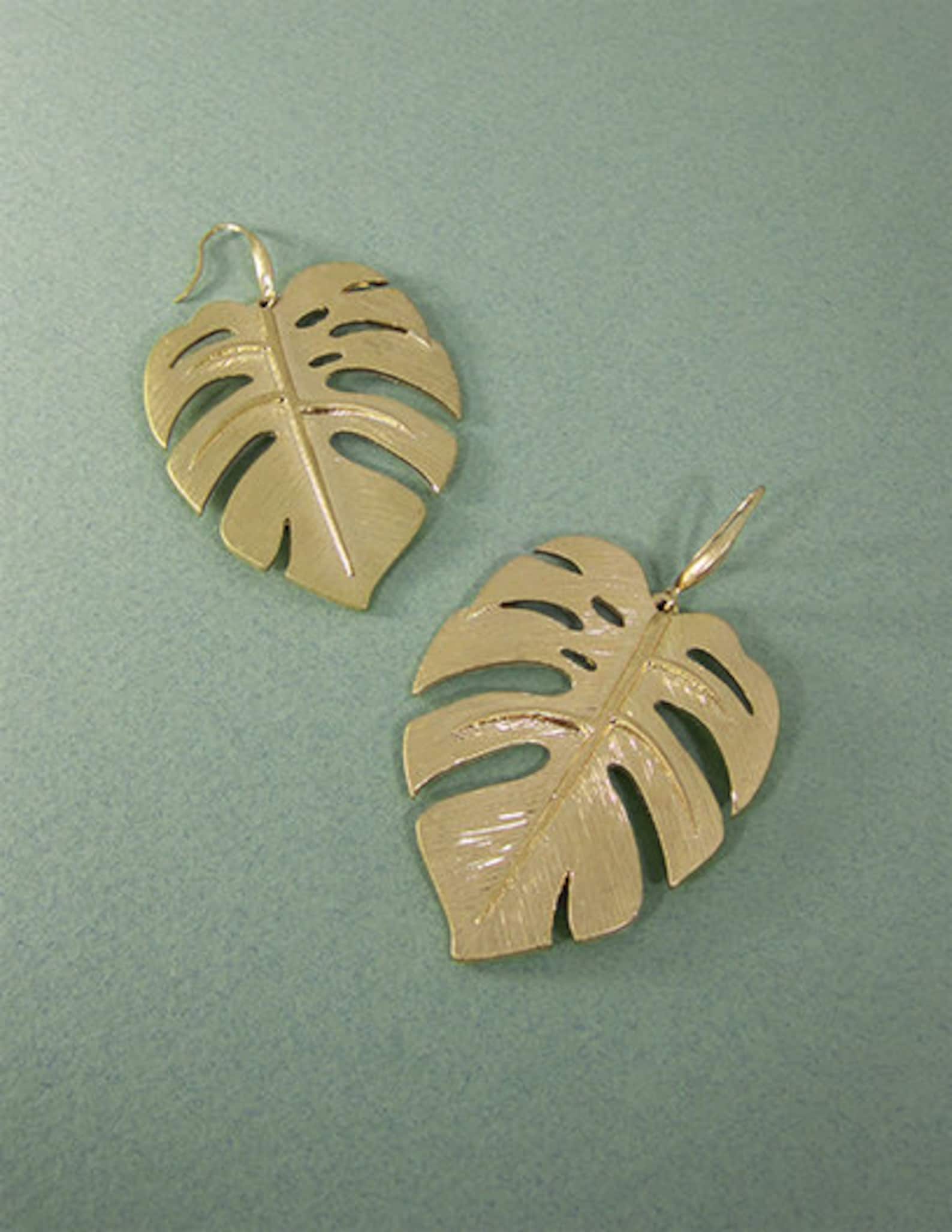 Monstera Earrings Tropical Plant Leaf Earring Nature Inspired - Etsy