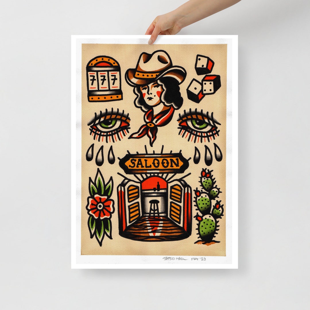 Tattoo Flash Poster 'lady Luck' 50x70cm - Etsy
