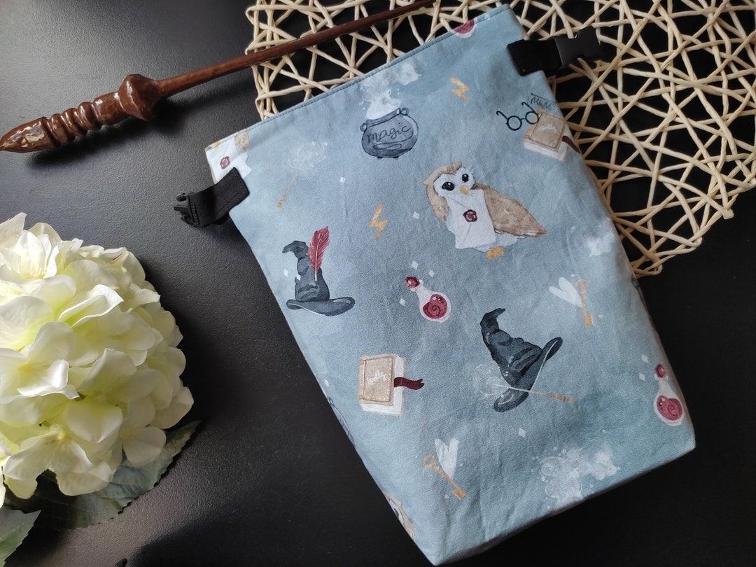 Magic School Fabric Bag With Roll-top Closure in Blue-gray or Book Bag ...