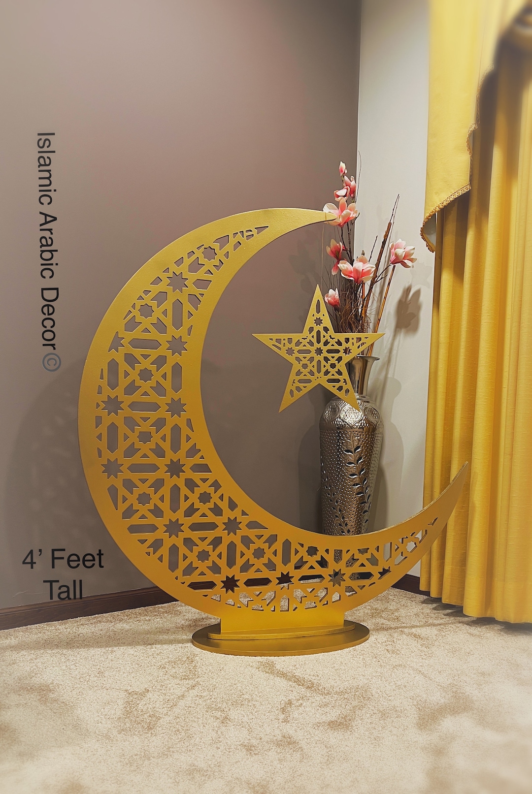 Ramadan and Eid Wooden Crescent Moon With Star, Ramadan Decorations ...