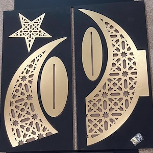 Ramadan and Eid Wooden Crescent Moon With Star, Ramadan Decorations ...