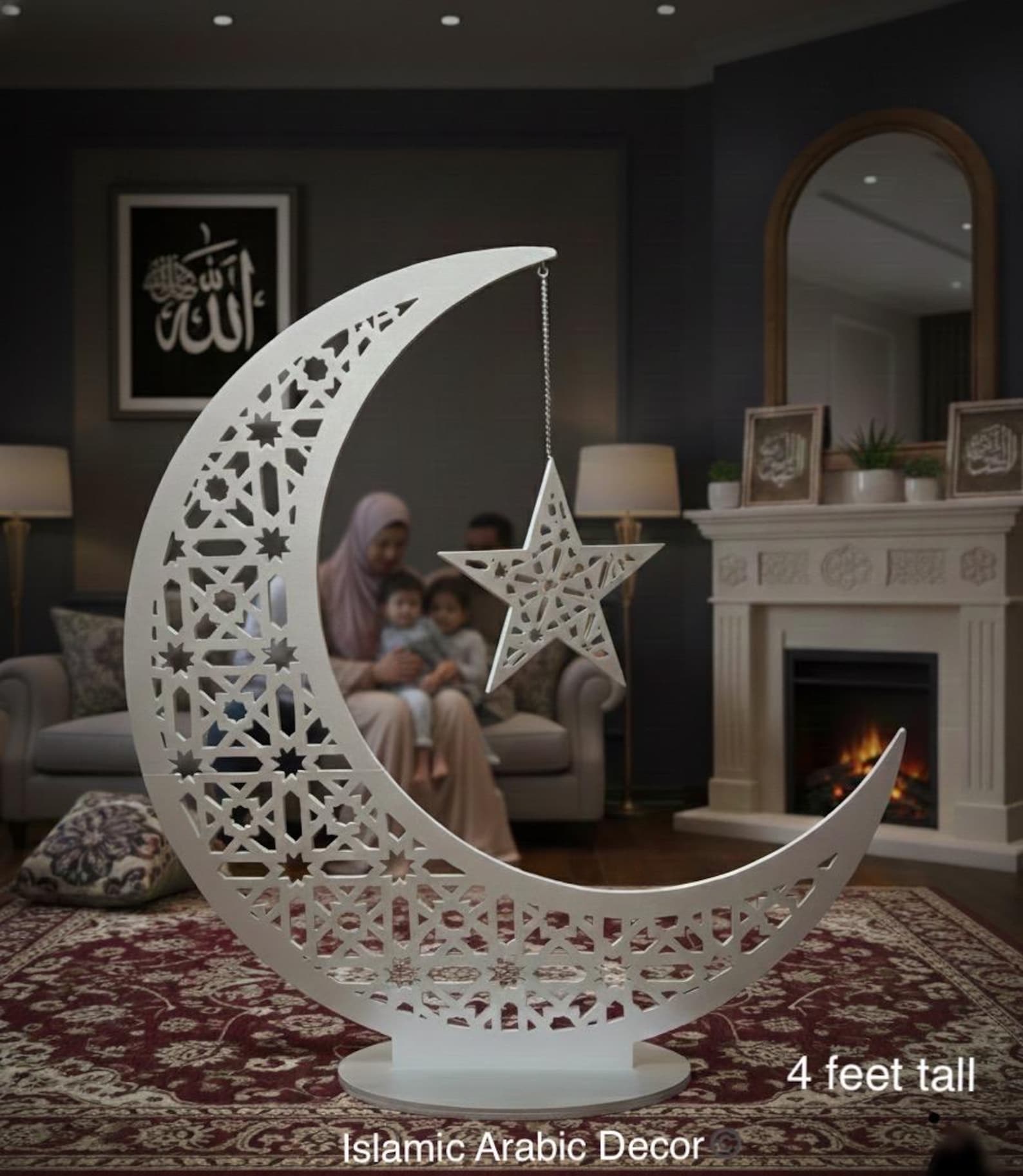 Ramadan and Eid Wooden Crescent Moon With Star, Ramadan Decorations ...