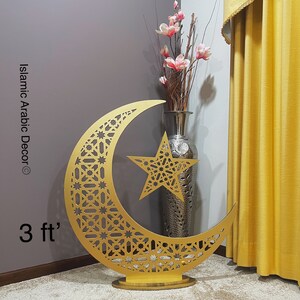 Ramadan and Eid Wooden Crescent Moon With Star, Ramadan Decorations ...