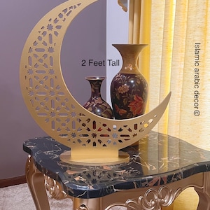 Ramadan and Eid Wooden Crescent Moon With Star, Ramadan Decorations ...