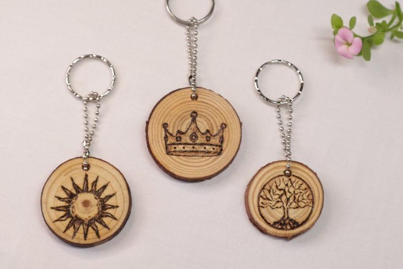 Wood Burning, Customised, Wood Keyring, Wooden Handmade Art, Keychain ...