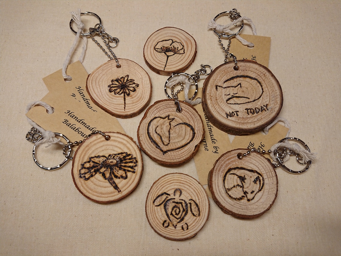 Wood Burning, Customised, Wood Keyring, Wooden Handmade Art, Keychain ...