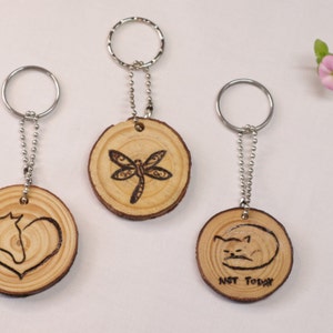 Wood Burning, Customised, Wood Keyring, Wooden Handmade Art, Keychain ...