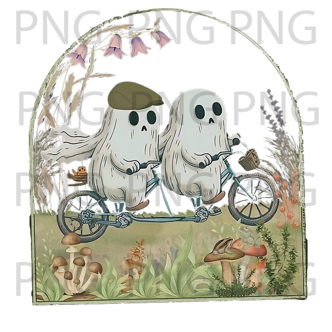Frog and Toad Png, Ghost Riding Bicycle Retro Halloween Png, Aesthetic ...
