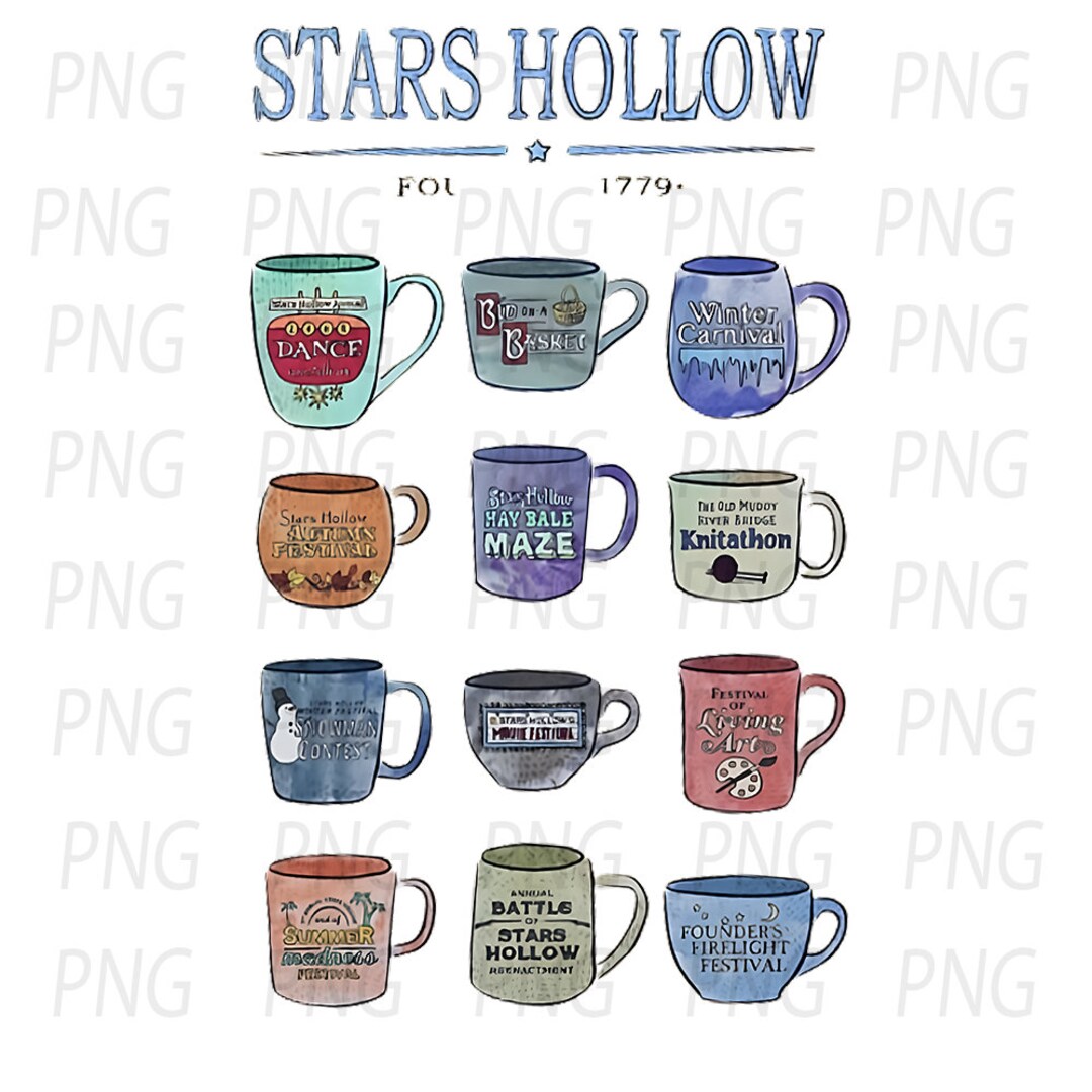 Star Hollow Autumn PNG, Gilmore Festival Crewneck PNG, Mugs of Stars ...