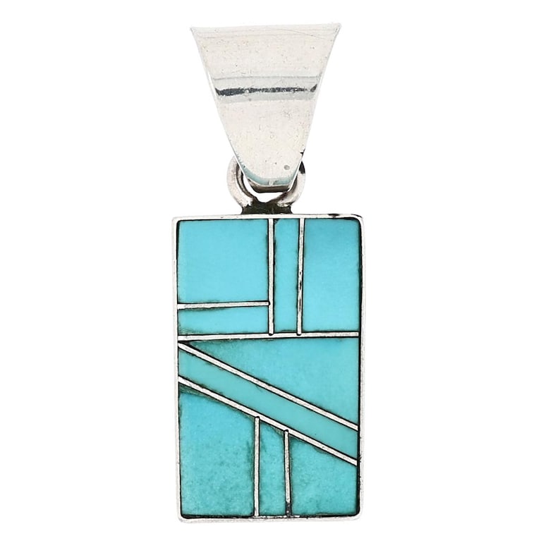 Vintage Zuni Native American Sterling Silver Turquoise Channel Inlay ...