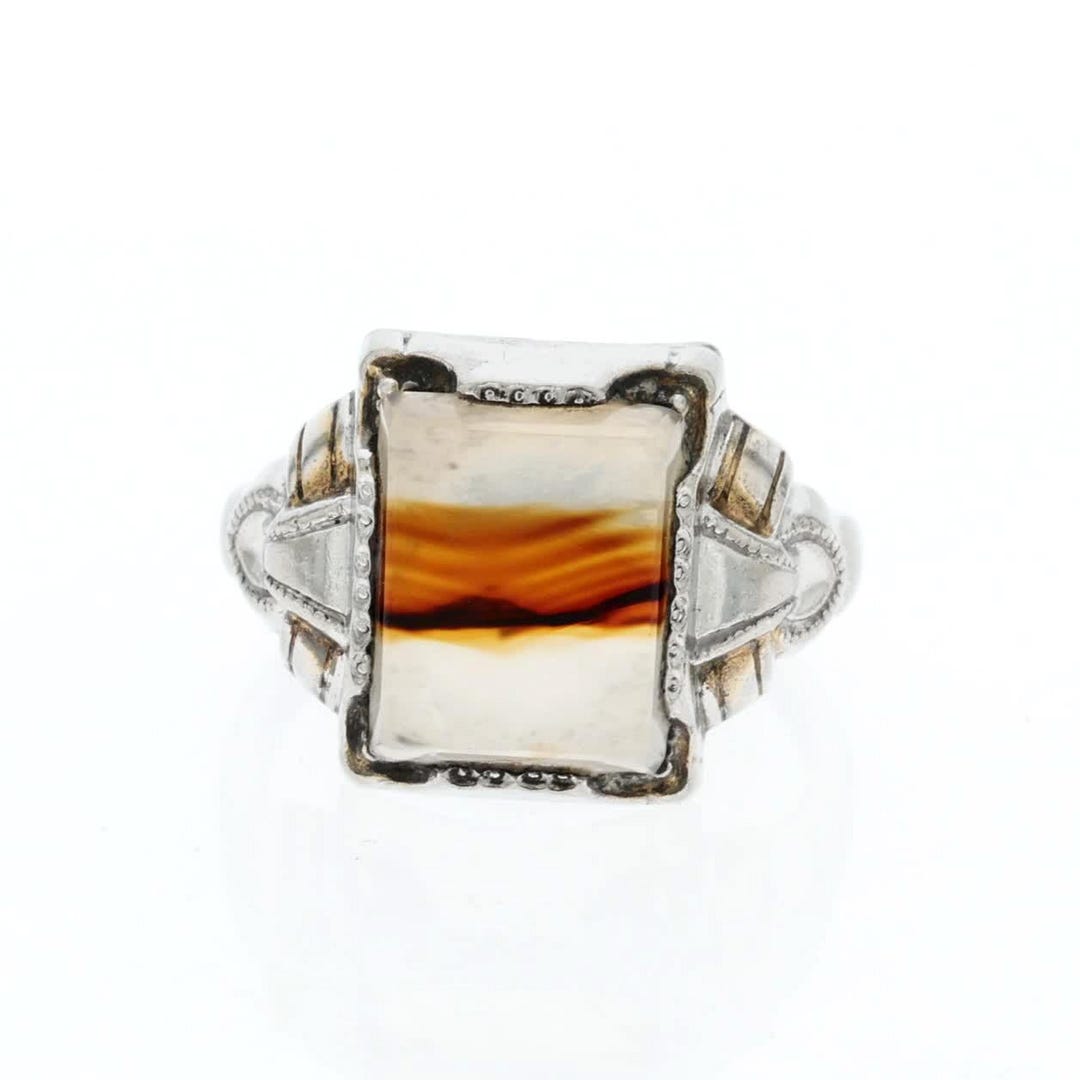 Vintage Art Deco Sterling Silver 925 Landscape Picture Jasper Agate ...