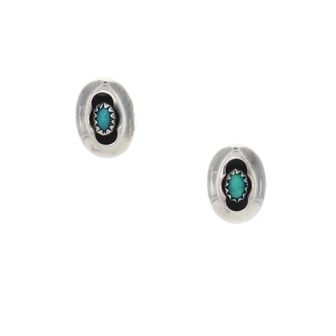 Vintage Navajo Shadow Box Turquoise Post Earrings 925 Sterling Silver ...
