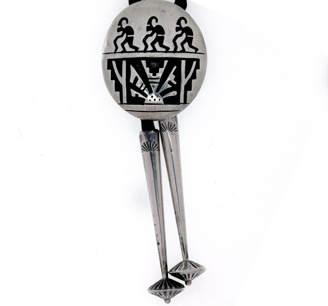 Vintage Hopi Bolo Tie 925 Sterling Silver - Kokopelli Dancer Music ...