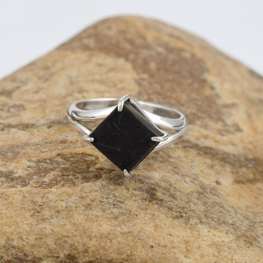 Natural Shungite Ring, 925 Sterling Silver Ring, Shungite Pain Relief ...