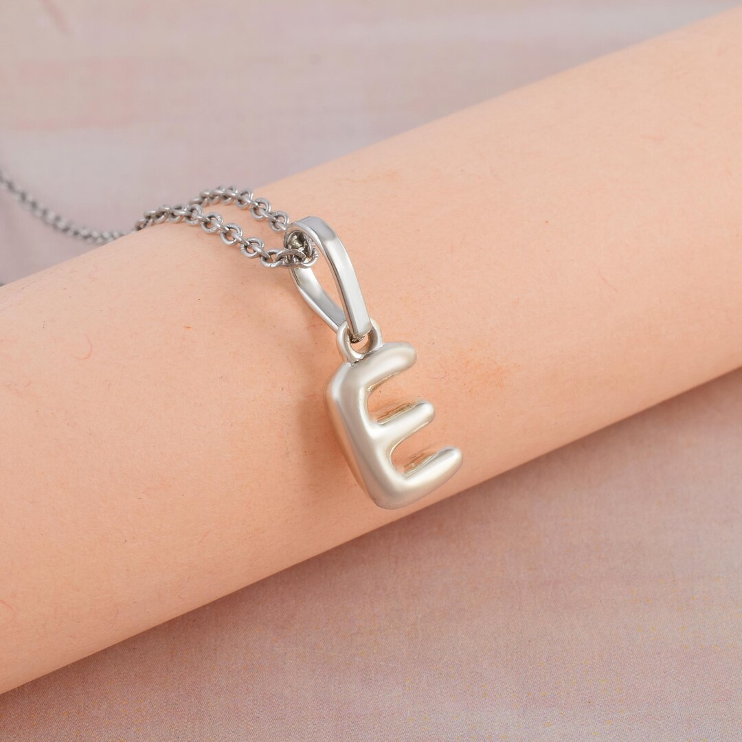 Personalized Silver Letter E Initial Pendant Necklace | Birthday Gift ...