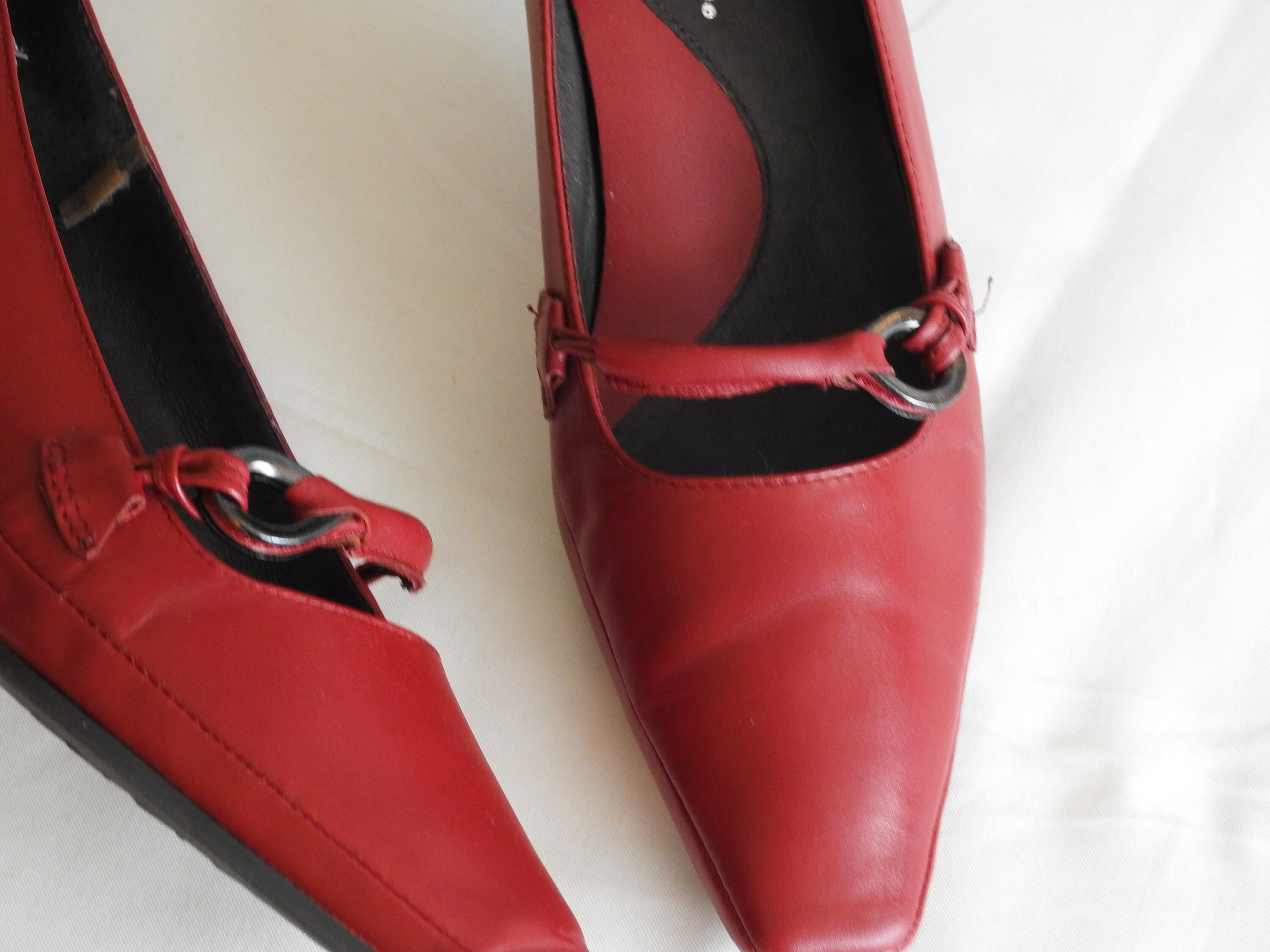 Ladies Red Leather Shoes - Etsy