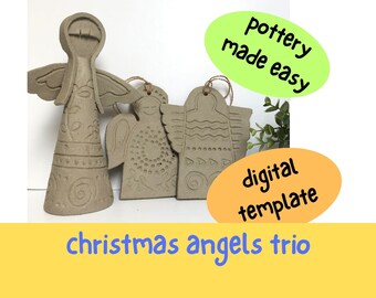 Ceramic Christmas Tree Trio Design Tutorial. Easy Slab Pottery Template ...