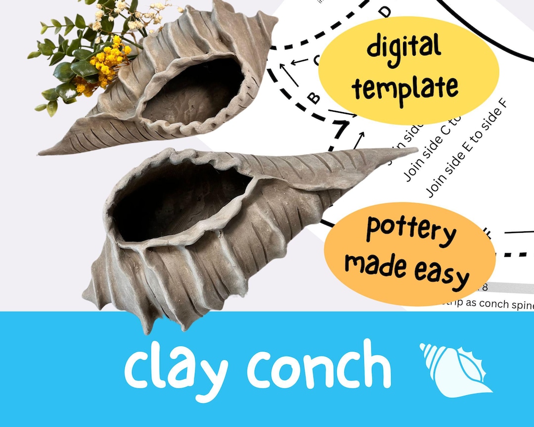 Clay Sea Conch Pottery Template | PDF Template for Air-dry and Fired ...