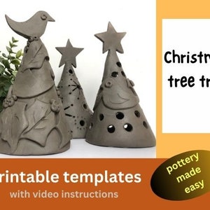 Ceramic Christmas Tree Trio Design Tutorial. Easy Slab Pottery Template ...