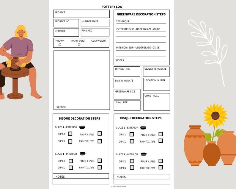 Ceramics Pottery Clay Log Pottery Process Journal Printable Firing Log ...