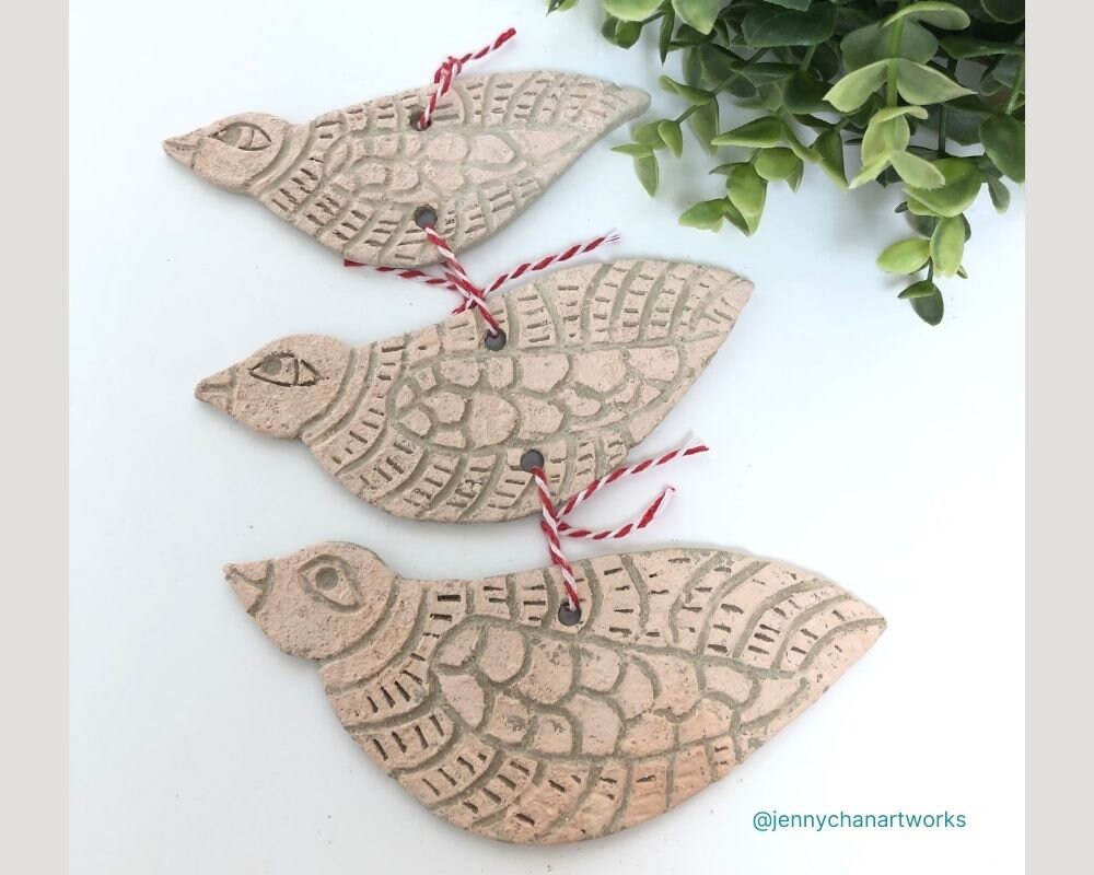 Ceramic Bird Mobile Trio Design Tutorial Ceramic Gift Tags Easy Slab ...