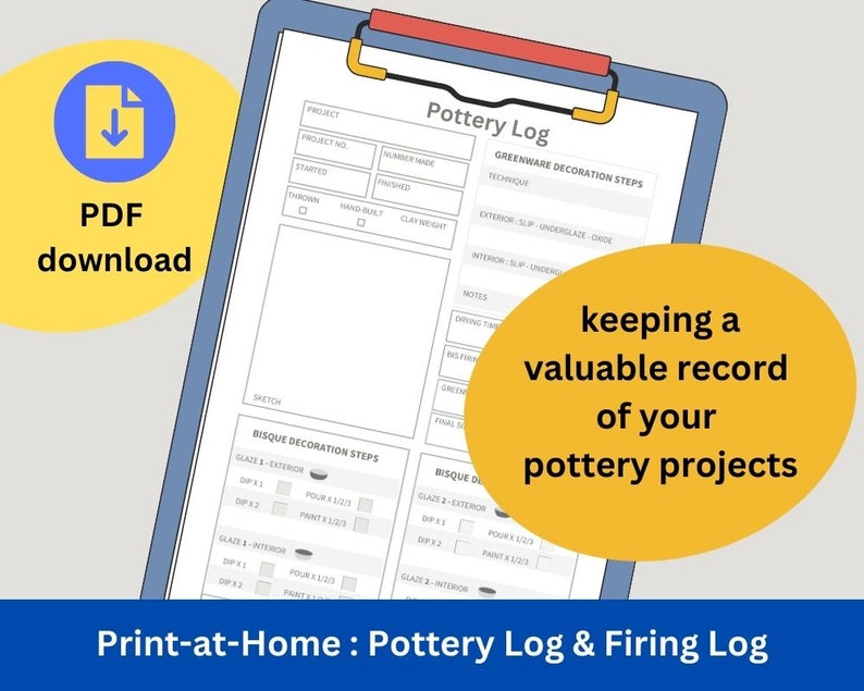 Ceramics Pottery Clay Log Pottery Process Journal Printable Firing Log ...