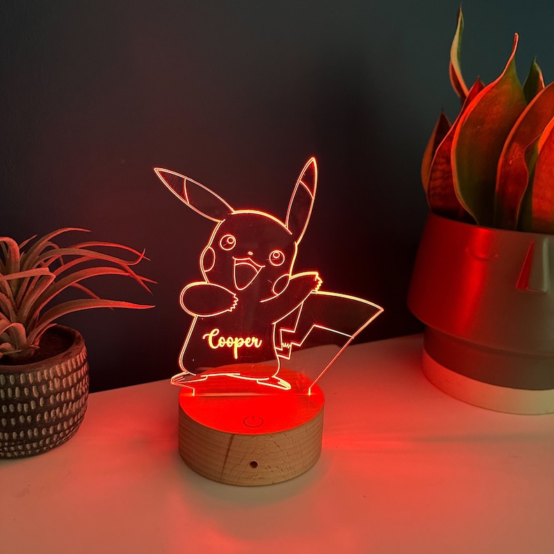 Pikachu Illusion LED Lamp 7 Colour , Anniversary Gift for Him or Her ...