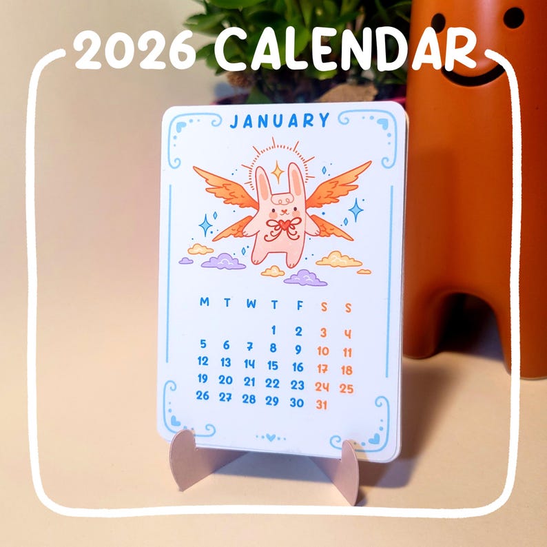 2026 Mini Desk Calendar Cards, Journal Cards, Stickers, Yearly Overview ...