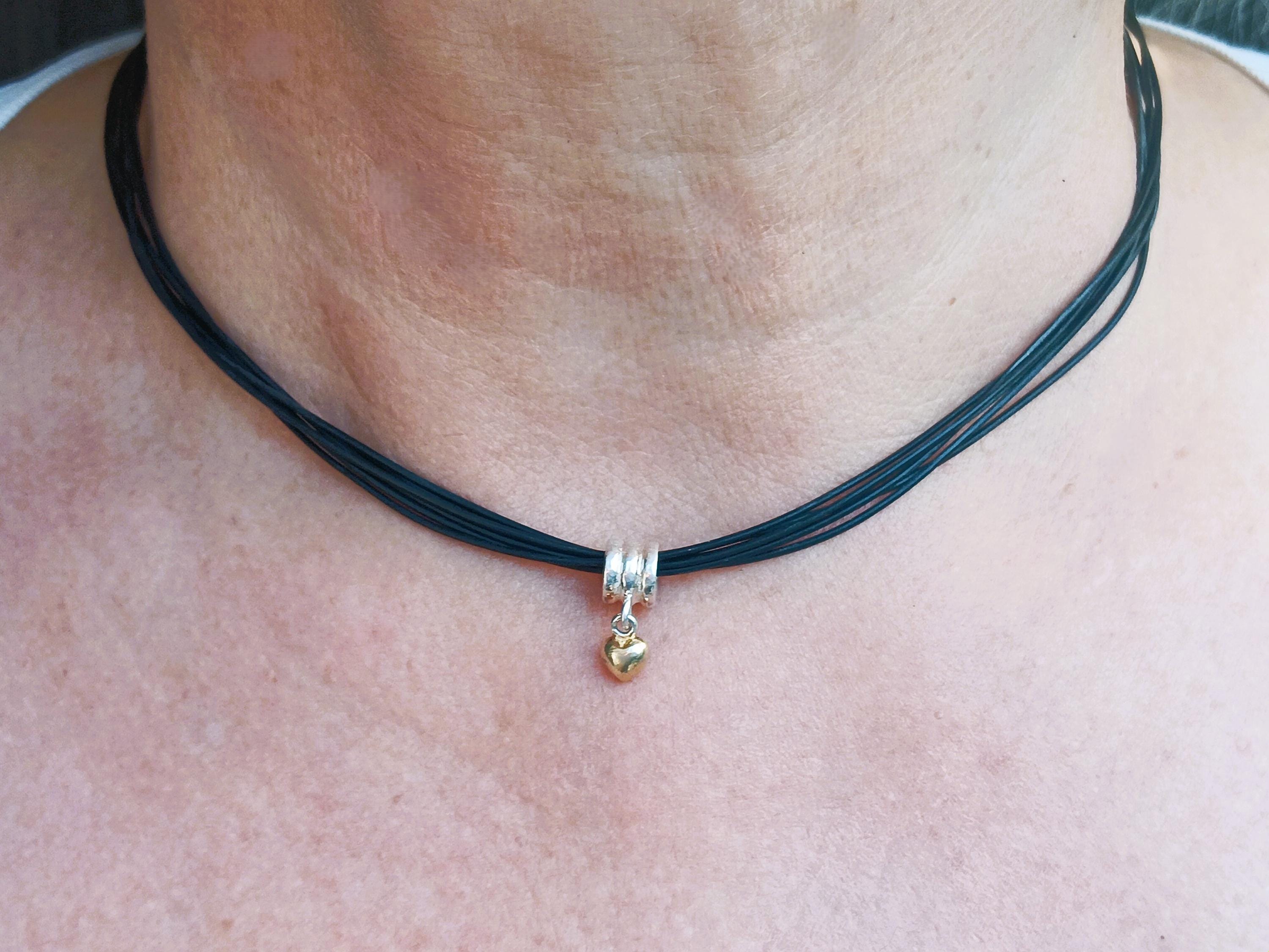 Rubber Necklace With Pendant, 925 Sterling Silver Bead From Artist ...