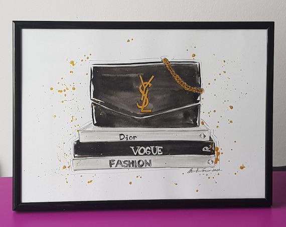 Original Fashion Illustration YSL Bag and Fashion Books | Etsy
