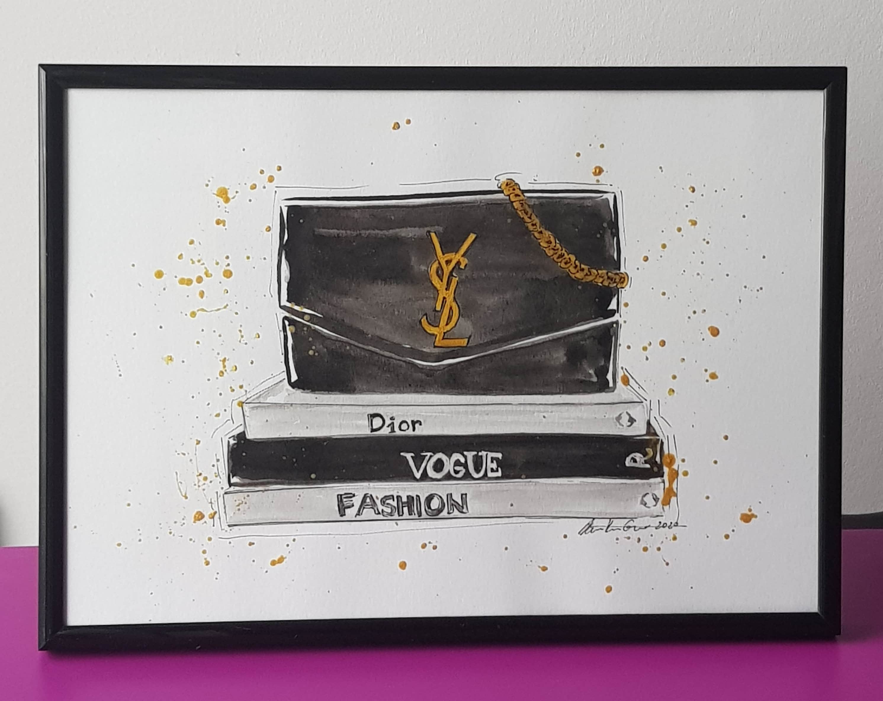 Original Fashion Illustration YSL Bag and Fashion Books Watercolour and ...