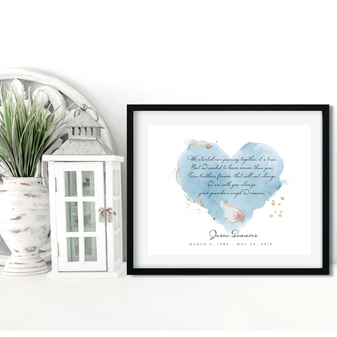 PERSONALIZED Loss of Twin Brother Memorial Keepsake Print, Twin Brother Stillbirth, Poem Print ...