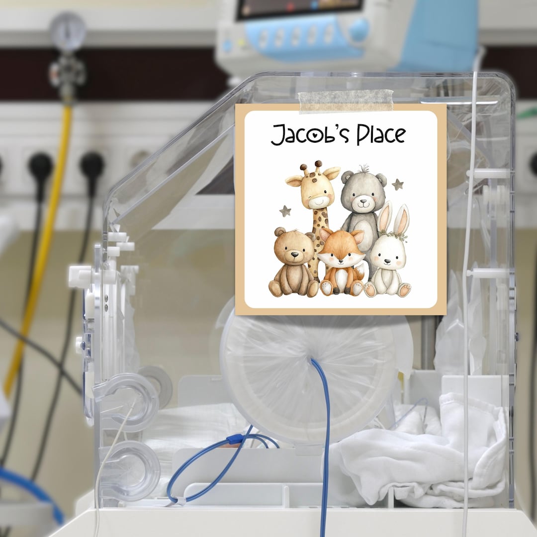 Personalized Nicu/paediatric Crib or Isolette Name Sign, Baby Animals ...