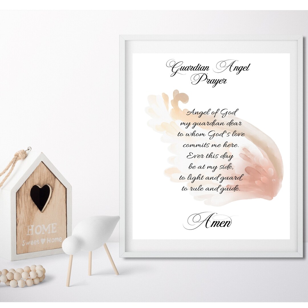 Guardian Angel Print, Prayer to Guardian Angel, Nursery Print, Child's ...