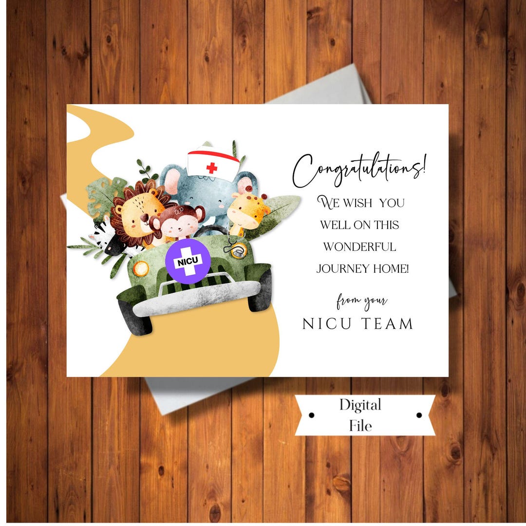 NICU Congratulations Card to Preemie Parents Upon Discharge, NICU Team ...