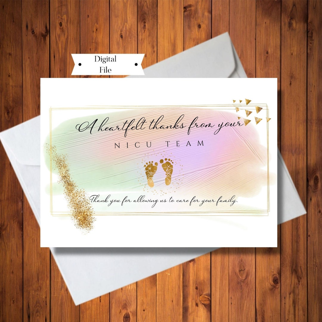 NICU Thank You Card for Preemie Parents Upon Discharge, NICU Team Card ...