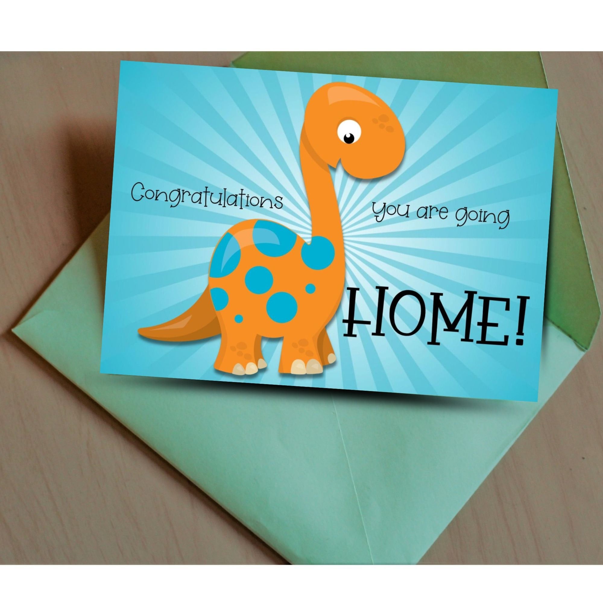 Congratulations Baby Card With Dinosaur Going Home From | Etsy