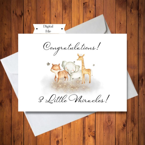 Congratulations Card for Triplets Baby Card Gender Neutral | Etsy