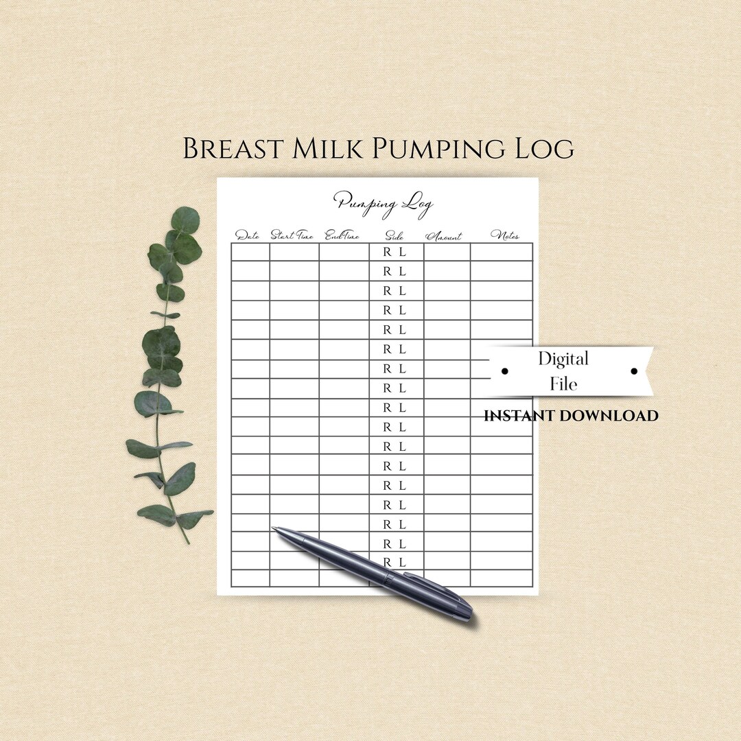 Breast Pumping Tracker Pumping Log Pumping Printable - Etsy