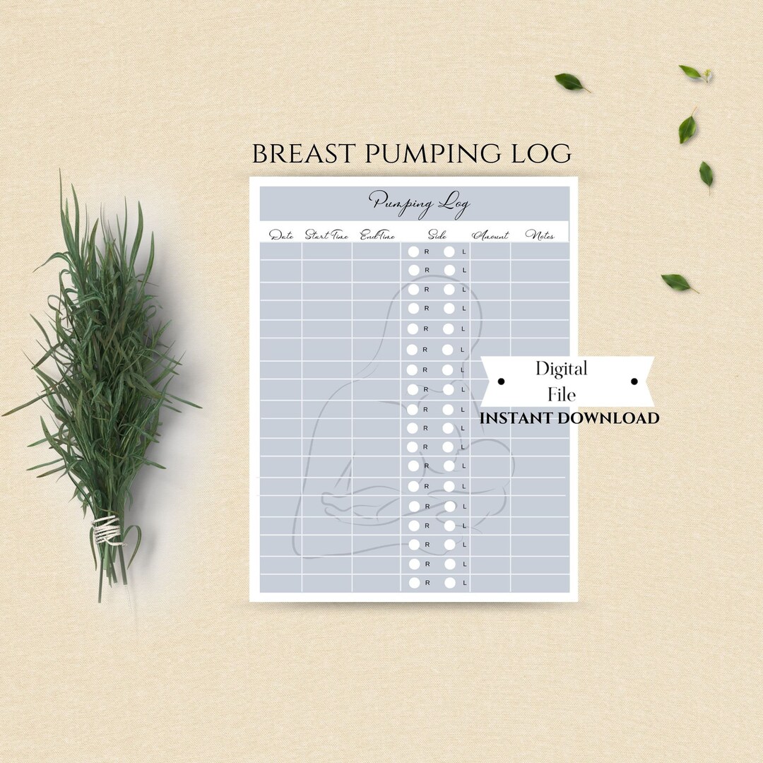Breast Pumping Tracker, Pumping Log, Pumping Printable, Digital File ...