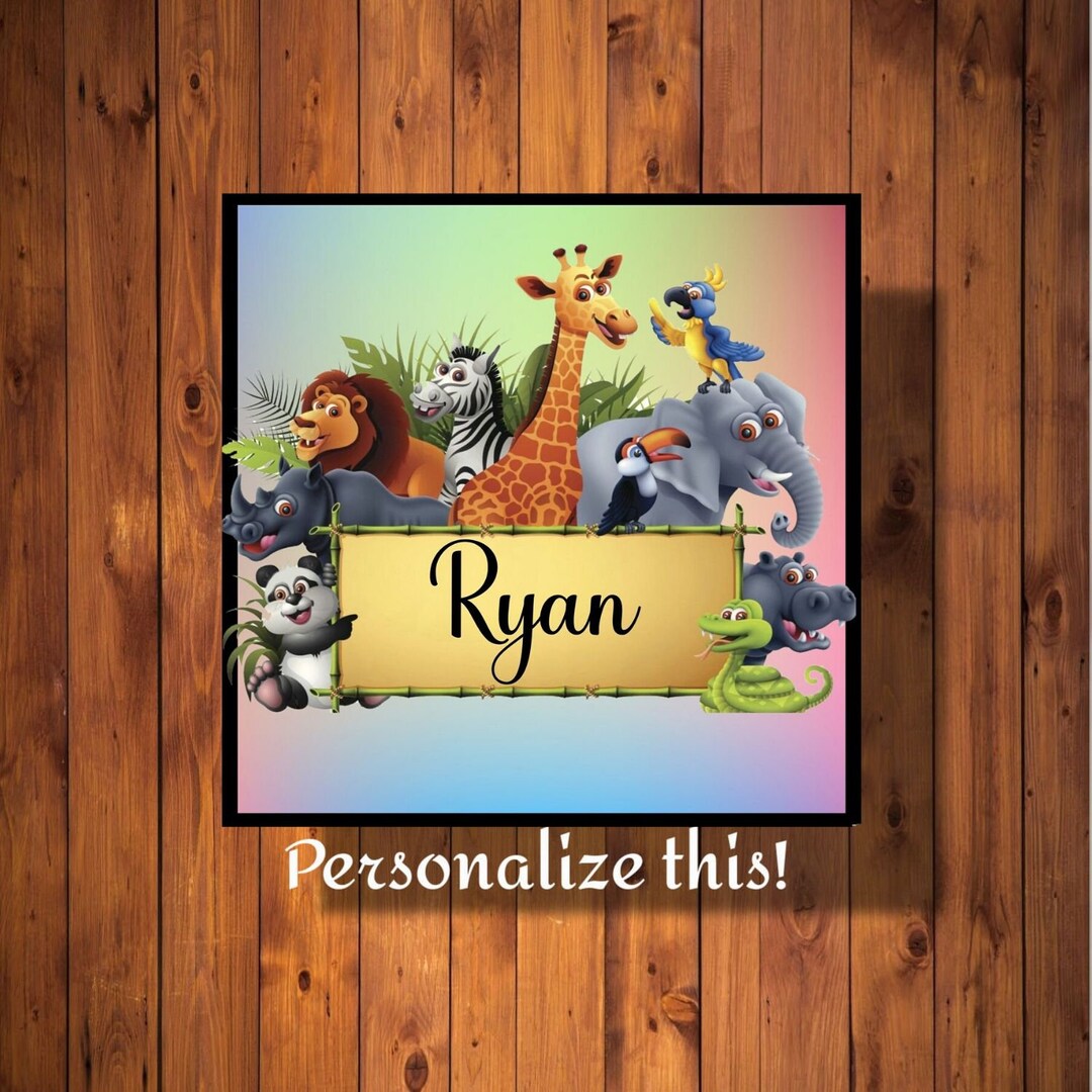 Personalized NICU Name Sign, Safari Animals Bed Space Name Cards for ...