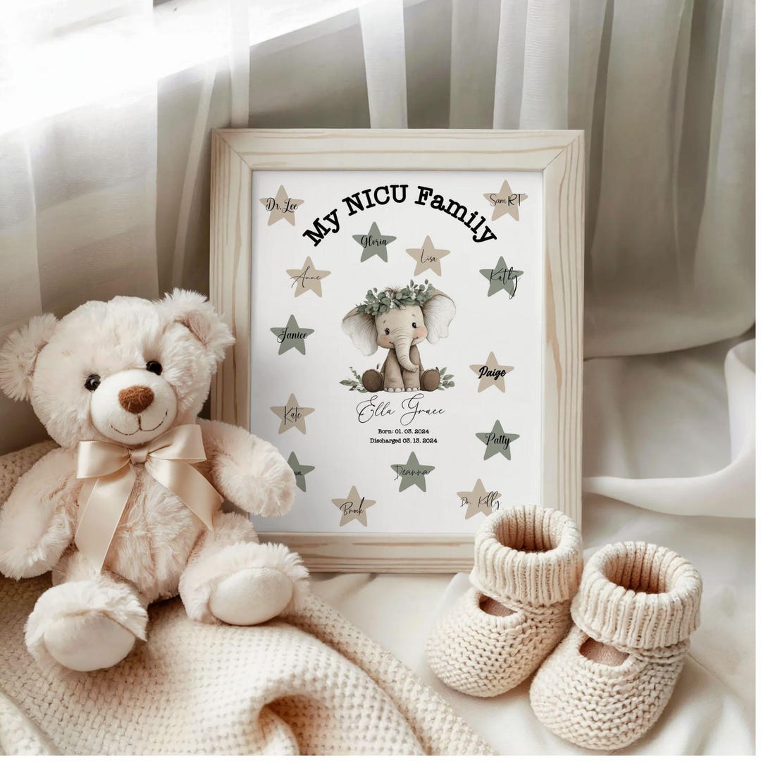NICU Family Printable, Staff Signature Keepsake, Personalized Girl ...