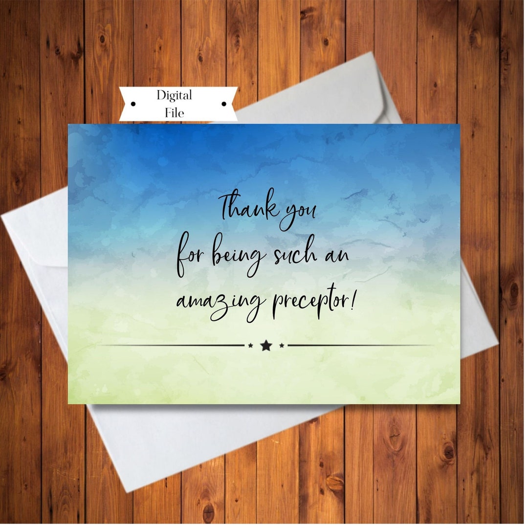Thank You Card to Preceptor, Mentor Thank You Card, Thank You Card, Co ...