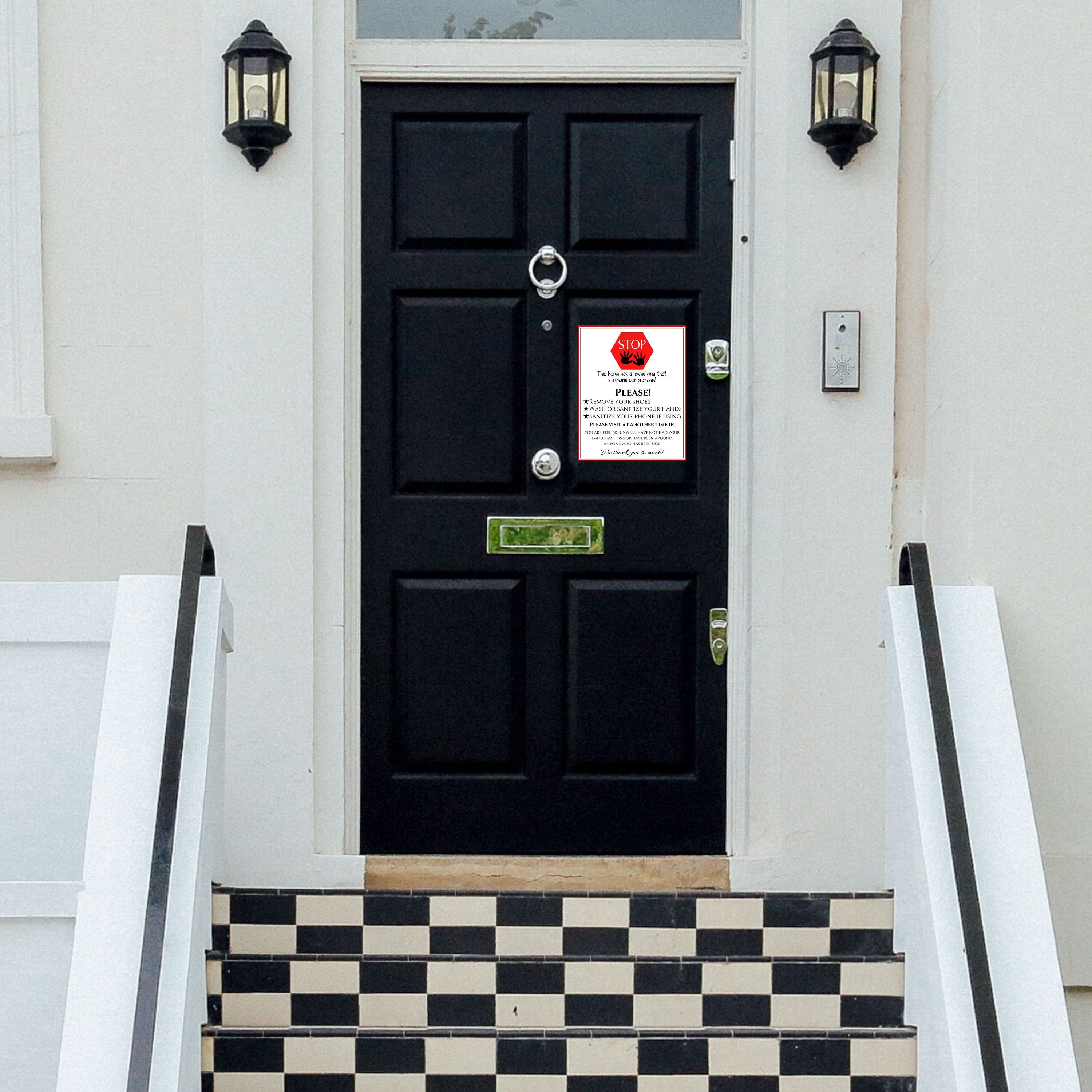 Immune Compromised Door or Window Sign, Wash Your Hands Sign, No ...